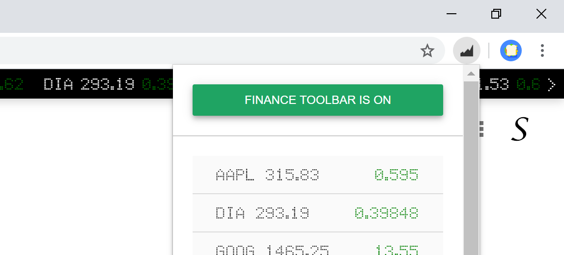 Finance Toolbar Browser Extension - Real Time Stock Tracker