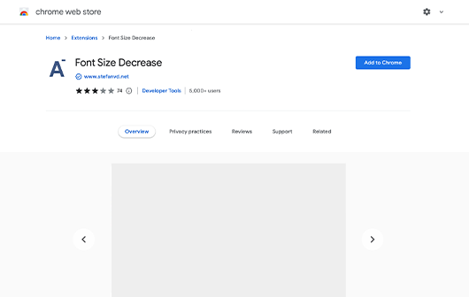 Font Size Decrease Browser extension - Web accessibility