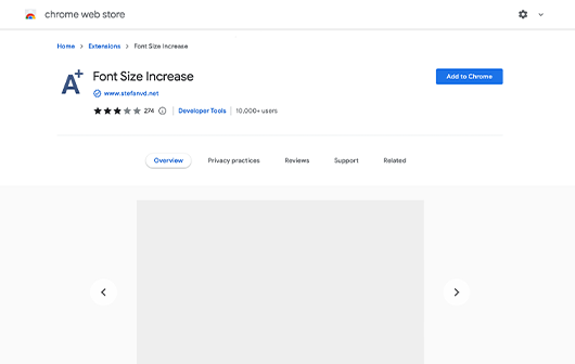 Font Size Increase Browser extension - Web accessibility