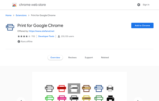 Print Browser Extension - Option to print and save PDF file