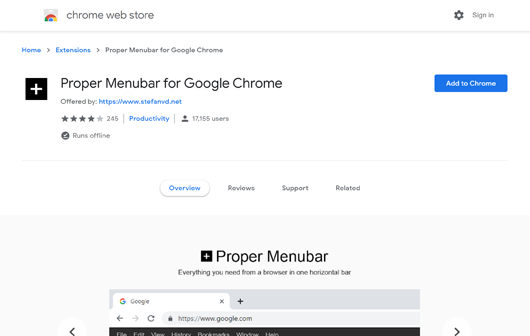 Proper Menubar Browser Extension - Get the Black Menubar