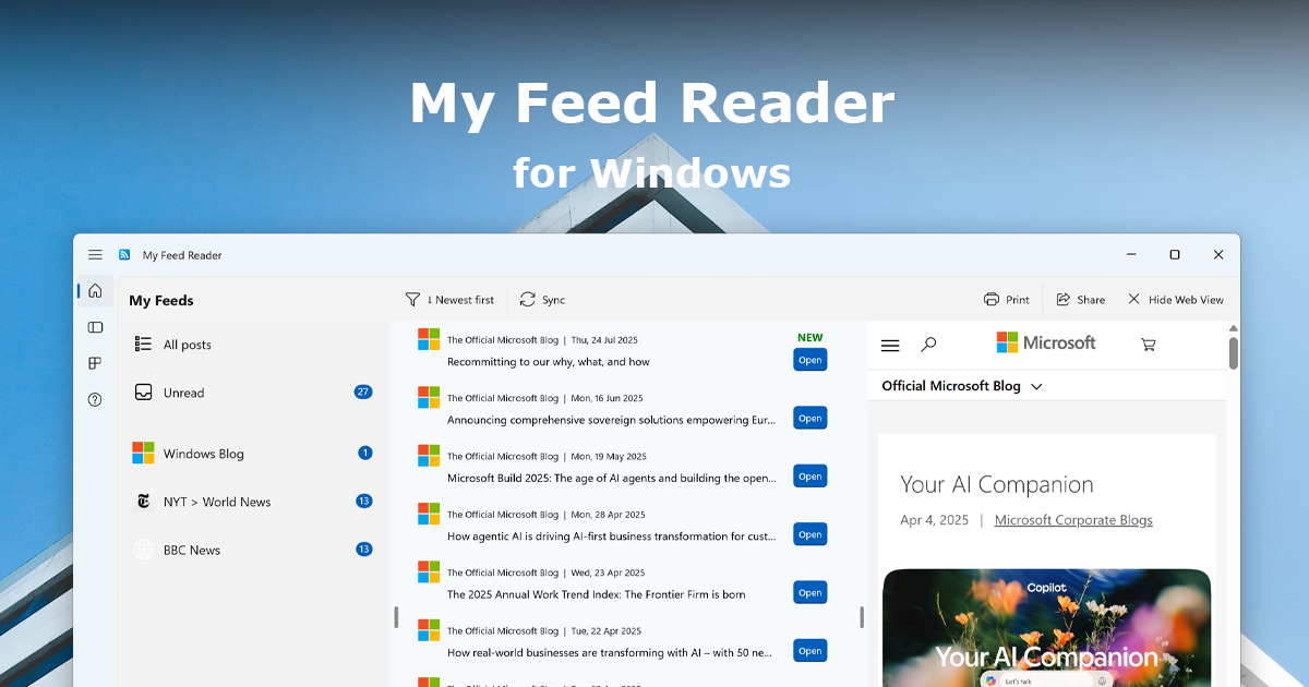 My Feed Reader Widget - Customize Windows 11 Newsfeed