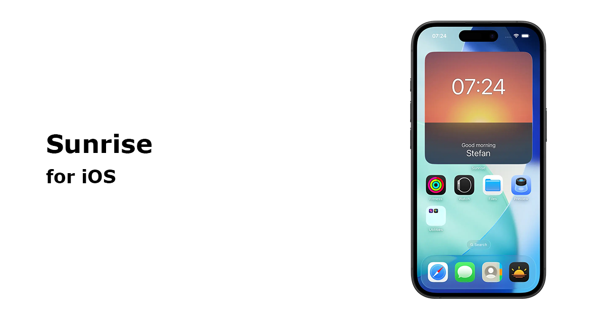 Sunrise iPhone app - Day Greeter widget