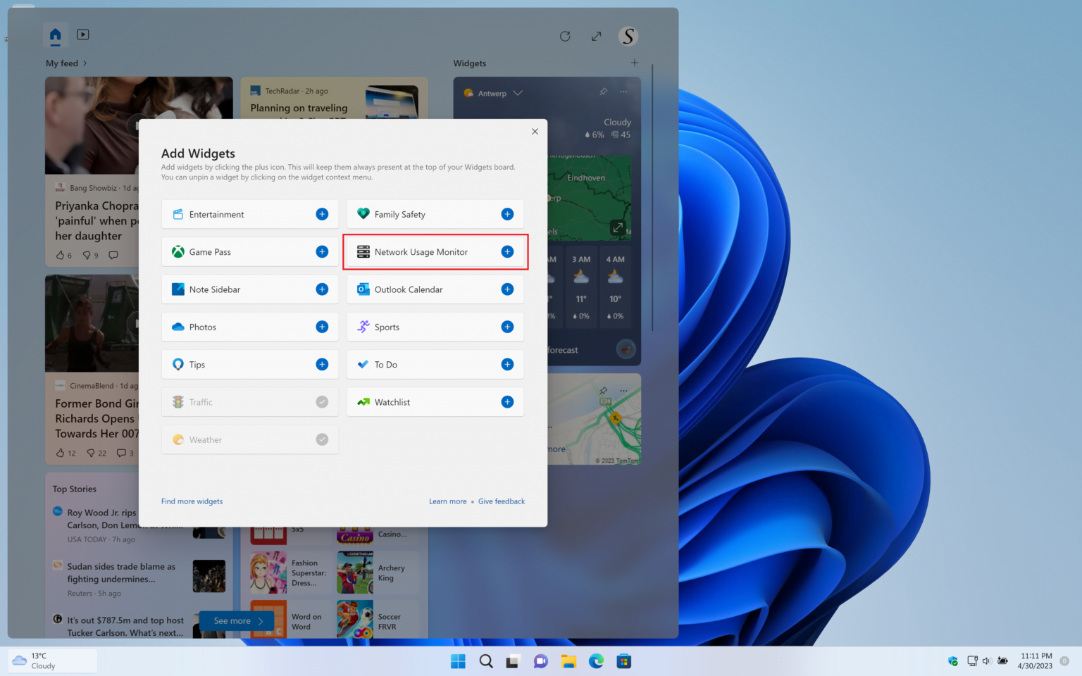 Network Usage Monitor Widget Windows 11 for FREE